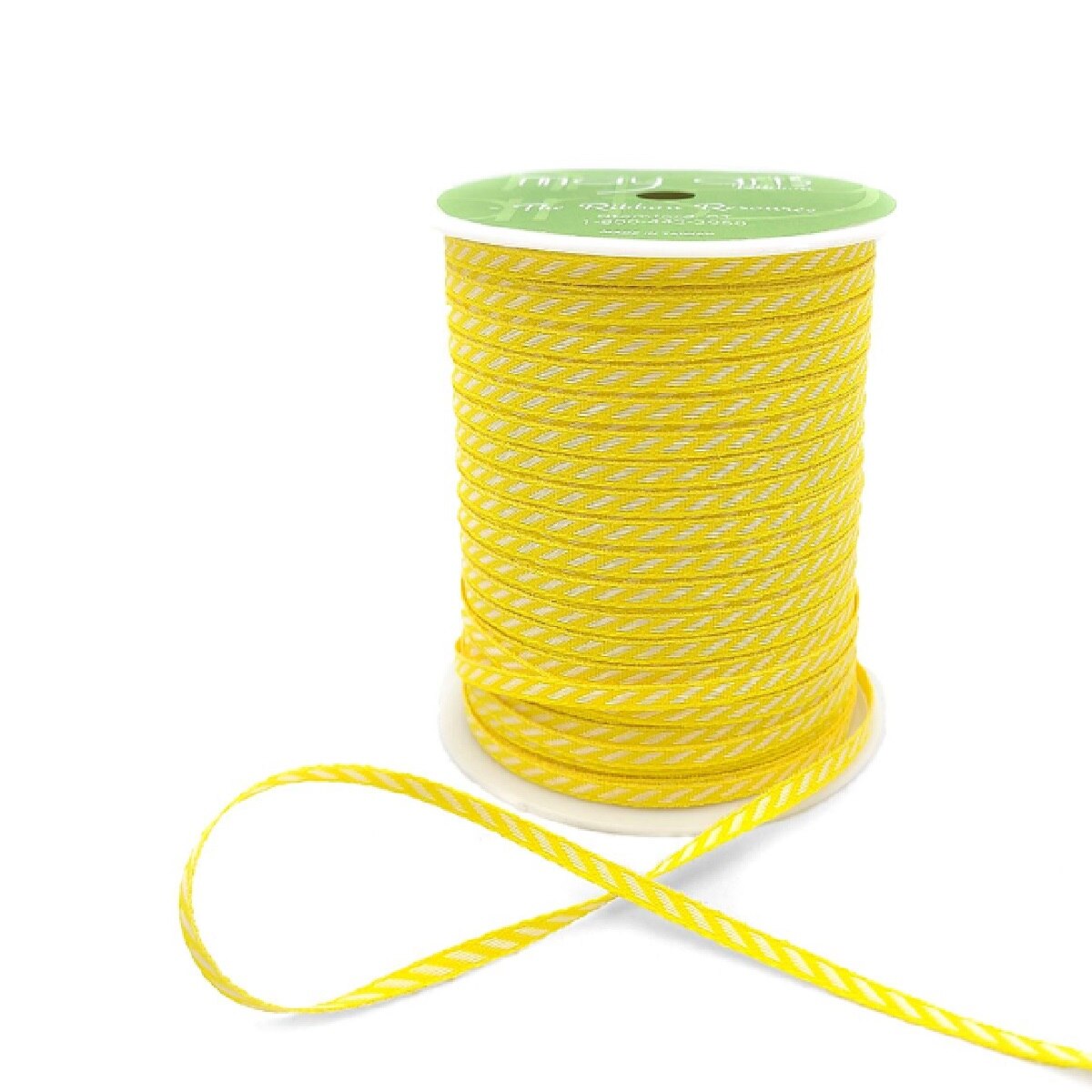 1/8 Inch Mini Diagonal Stripes Ribbon with Woven Edge- Yellow – Gygi